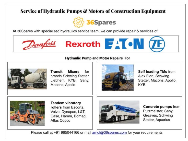 Repair hydraulic pump and motors of your Transit Mixers, Self Loading ...